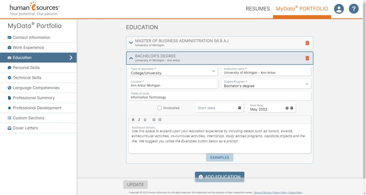 Human eSources resumes and education solutions - Human eSources